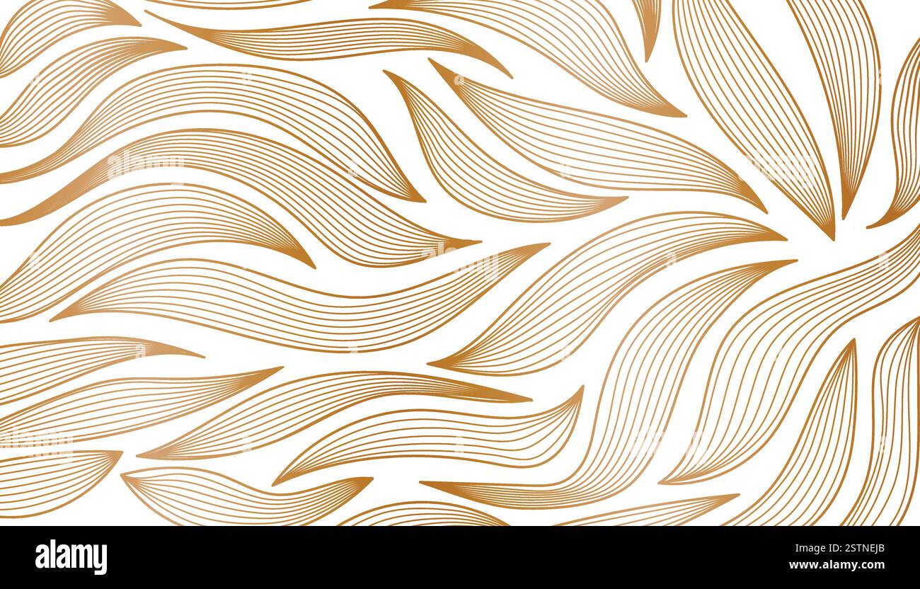 Hand drawing gold floral minimal elements in line art style.Vector ...