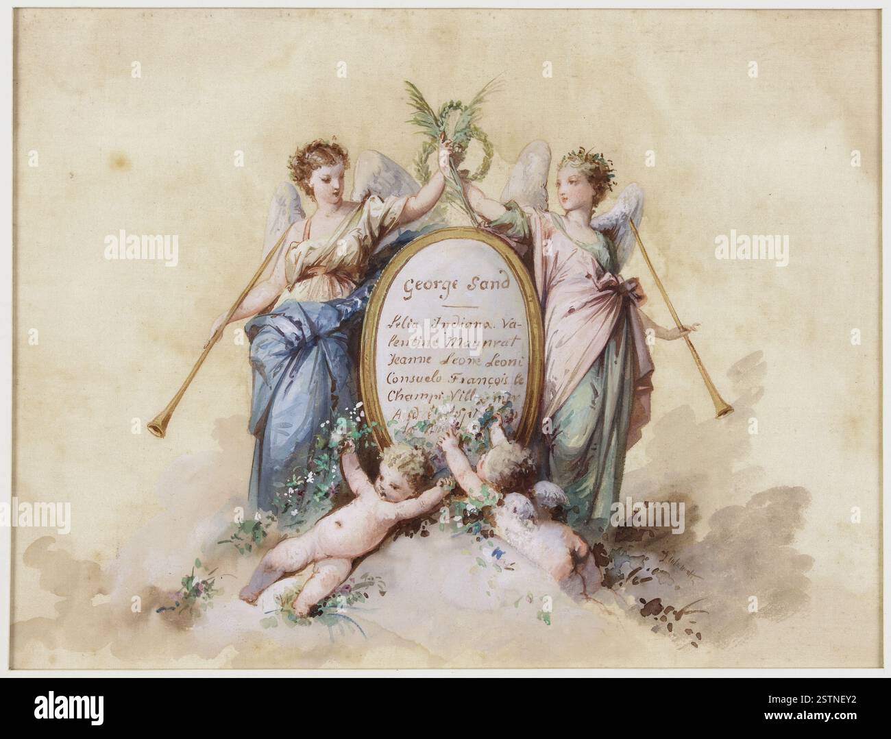 A drawing by Gabriel de Saint-Aubin, part of the Lauth-Sand collection ...