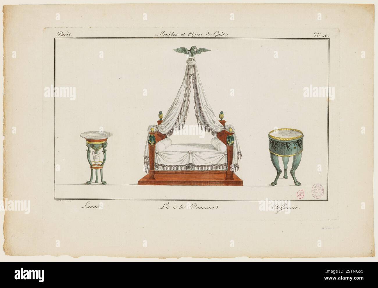 19th-century engraving from a collection of French furniture and ...