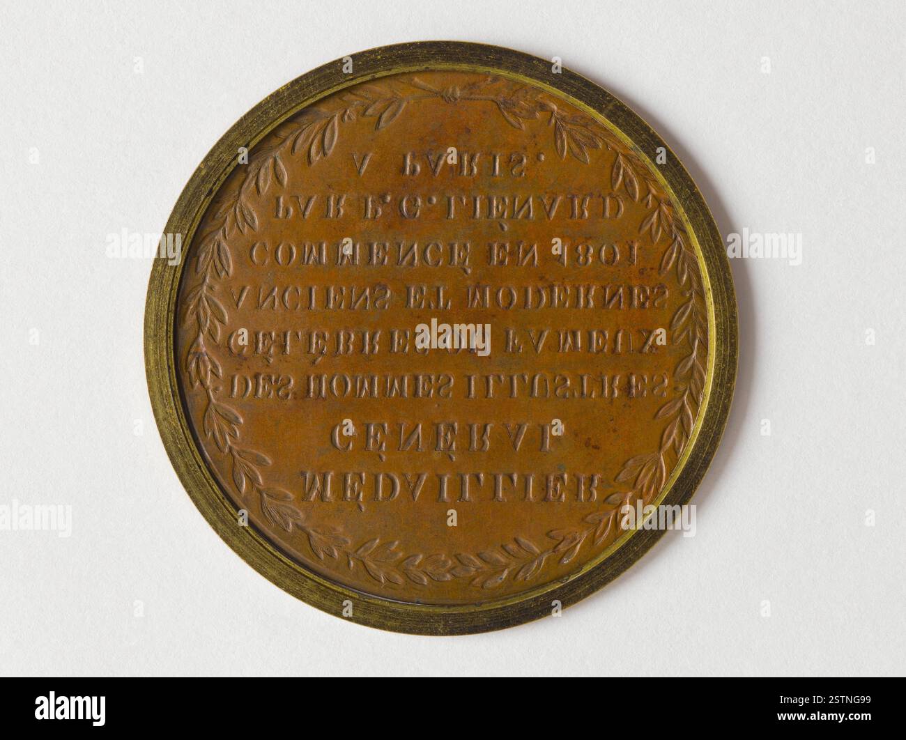 Anonymous 1801 engraving showing a detailed inscription framed by a ...