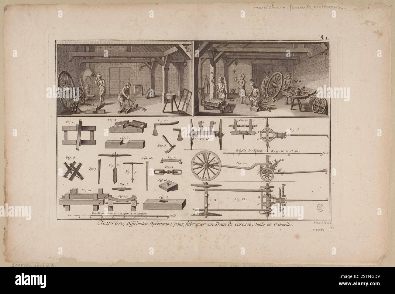 Engraving by Pierre Dautel from 1703, showing wheelwrights working in ...