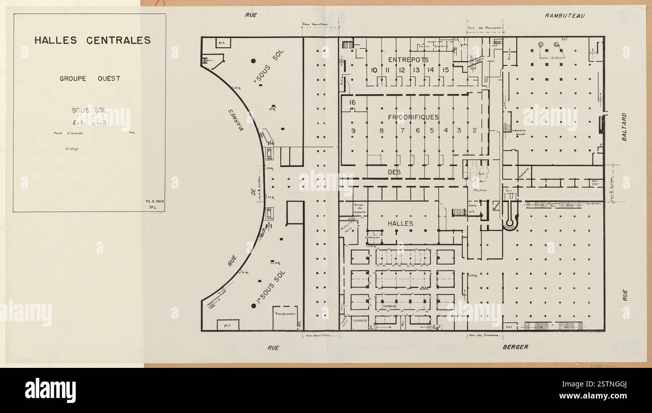 1960 plan showing the subterranean levels of the Halles Centrales ...