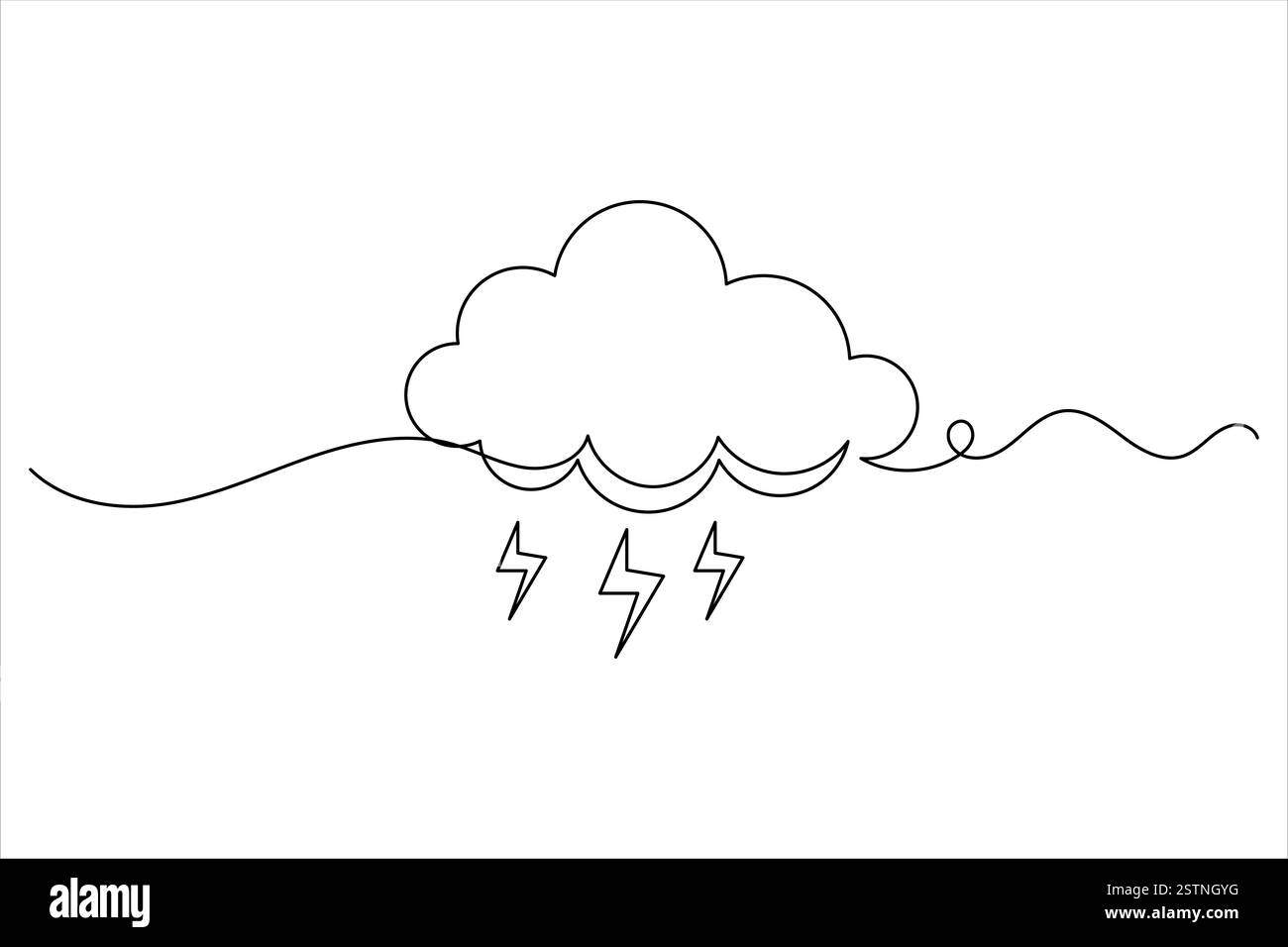 Cloud one line drawing and isolated continuous outline vector ...