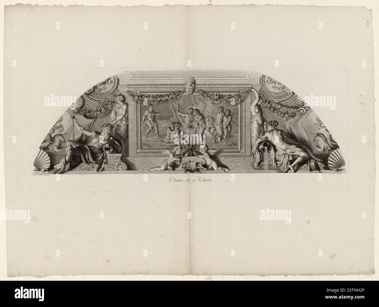 This engraving by Charles Dupuis depicts the myth of Actaeon, who ...