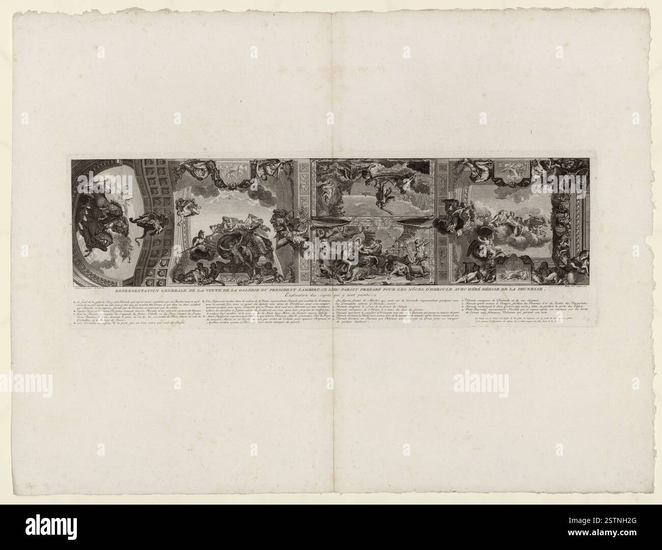 General view of the vaulted ceiling of the Galerie d'Hercule at Hôtel Lambert, designed for ...