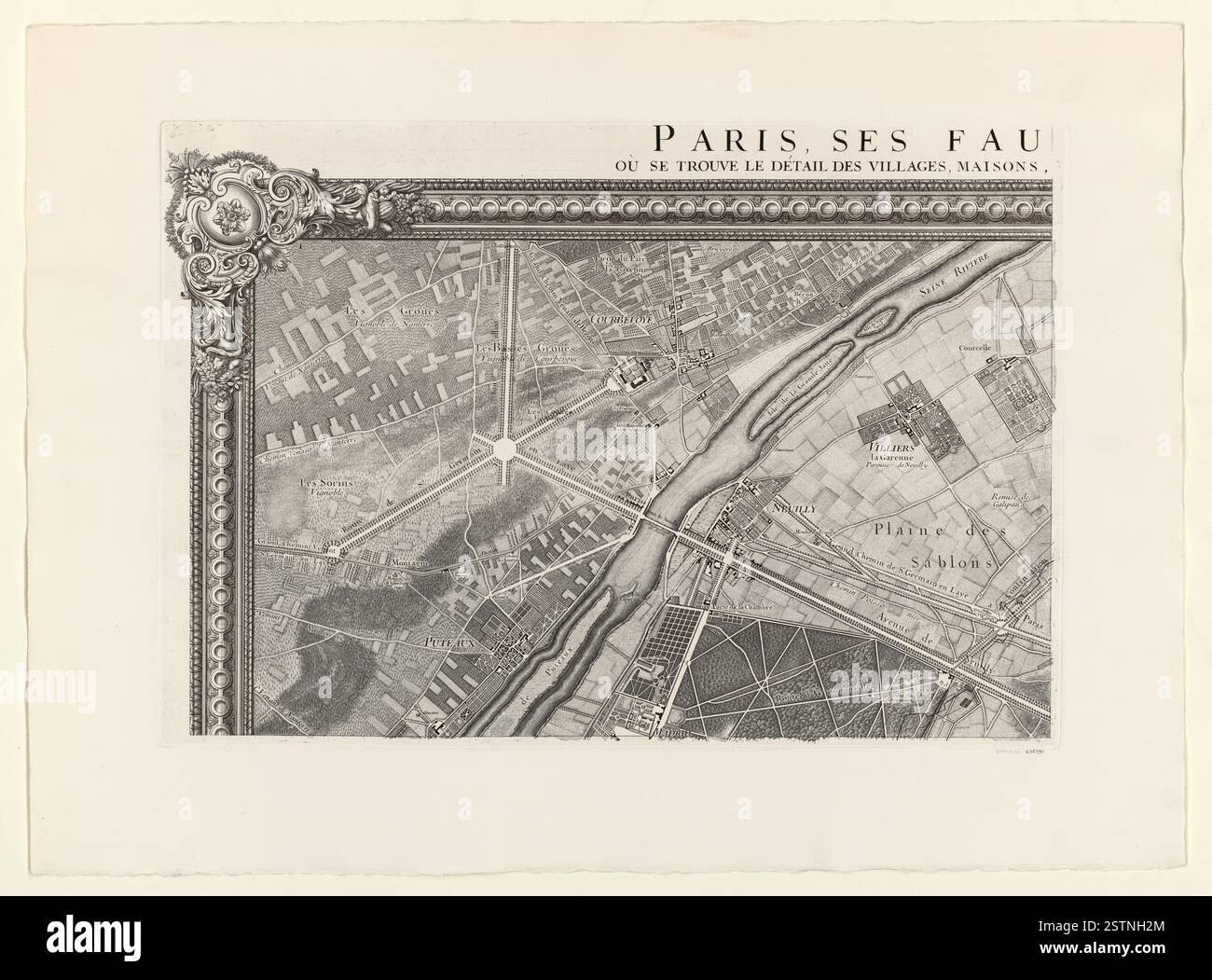 Map of Paris and surrounding areas, including villages, roads, and ...