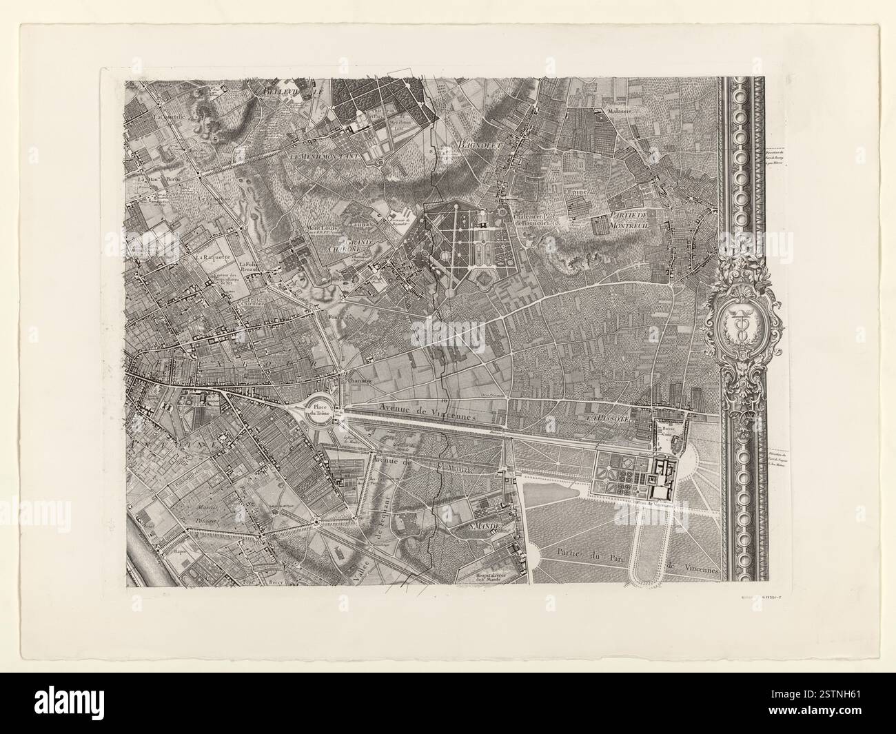 Map of Paris and its surrounding areas, showing villages, roads, and ...