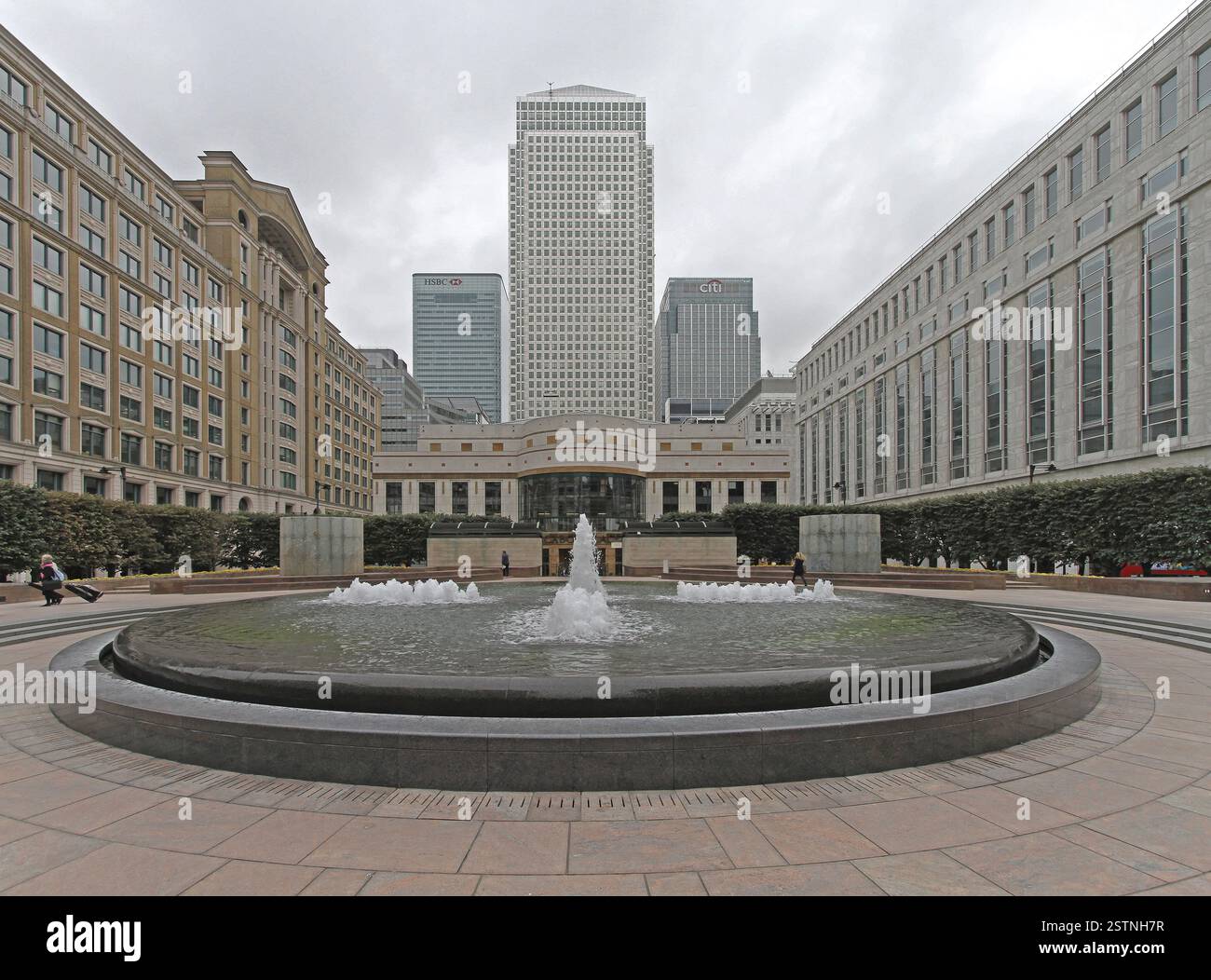 London, United Kingdom - October 15, 2010: Cabot Square Fountain and ...