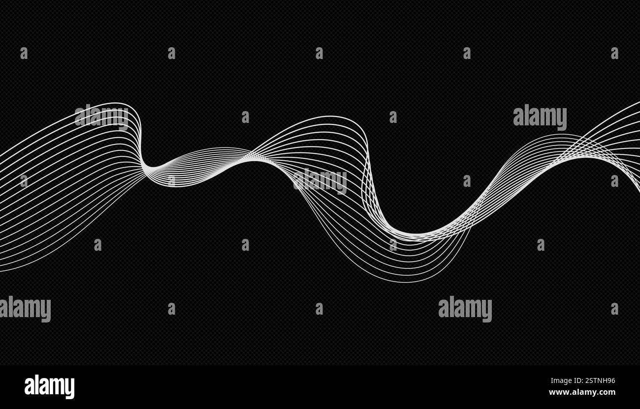 Abstract flowing ribbons Wave of the many colored lines. Abstract wavy stripes on dark, isolated ...