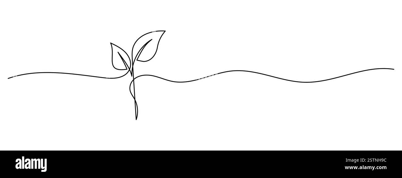A simple and elegant one-line drawing of a young tree, representing ...