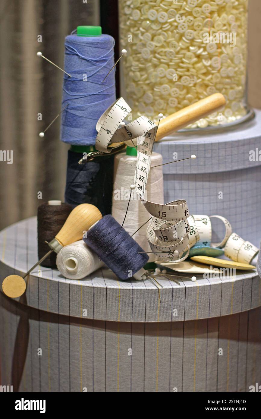 Tailor Craftsman Sewing Tools Material and Supplies Stock Photo - Alamy