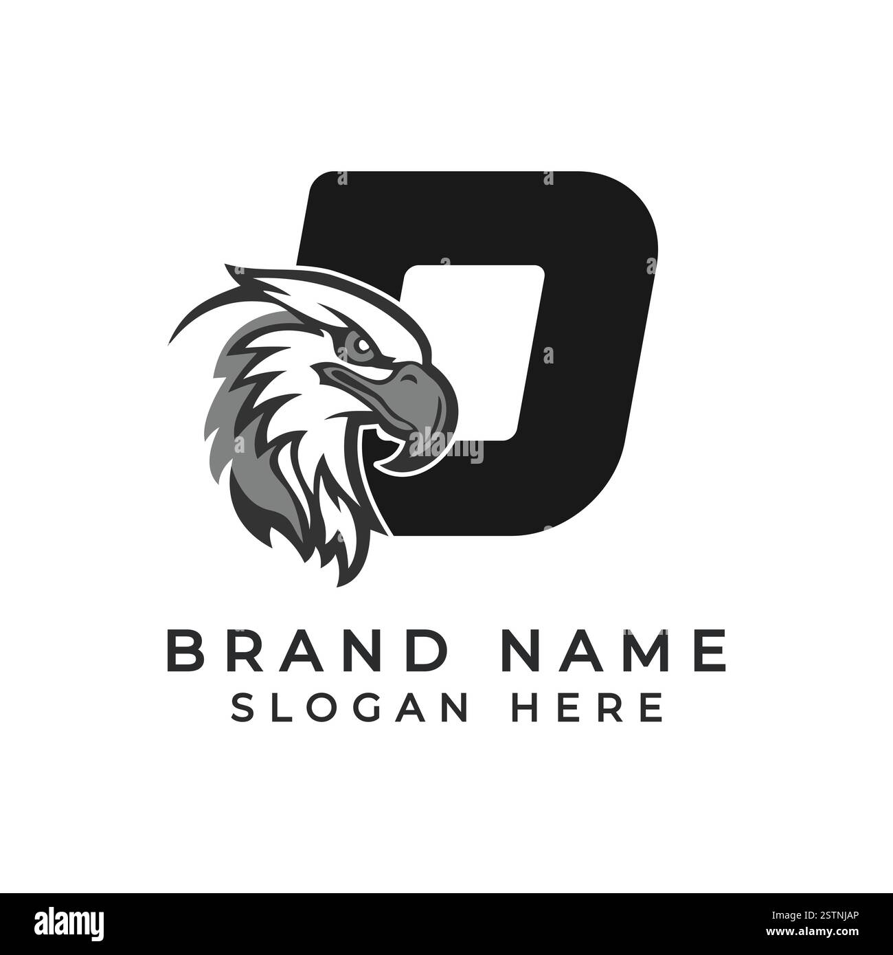 Letter D Logo Concept with Eagle face. Alphabet D Falcon Icon Stock ...