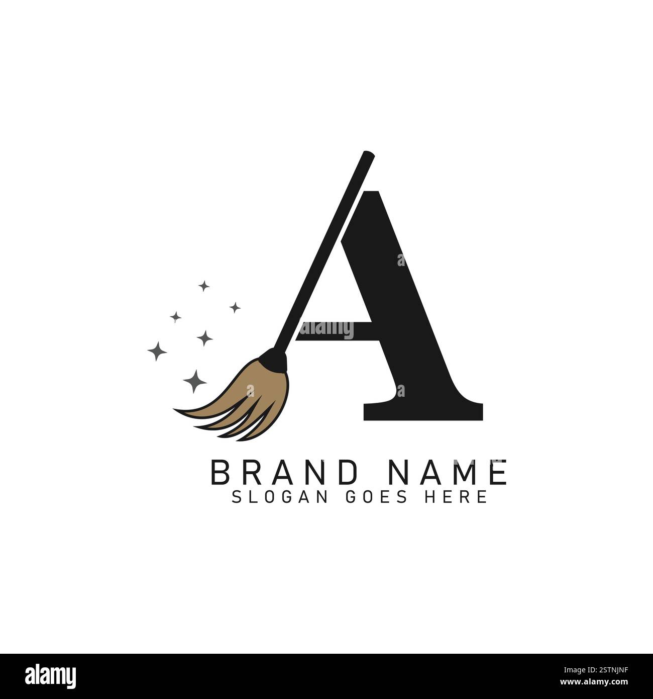 Letter A House Cleaning Broom Logo. Alphabet A Cleaning Brush Icon ...