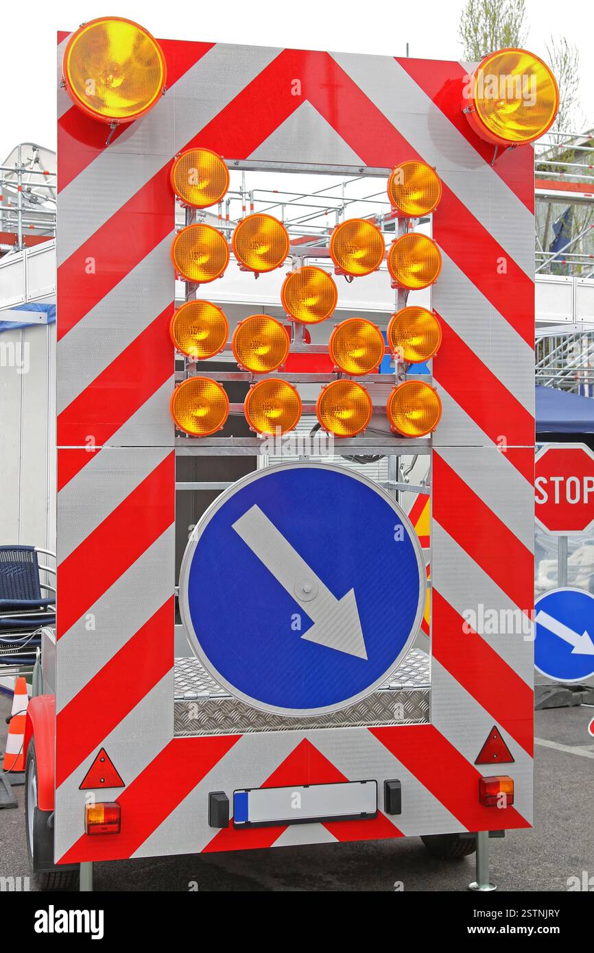 Traffic Warning Trailer Stock Photo - Alamy