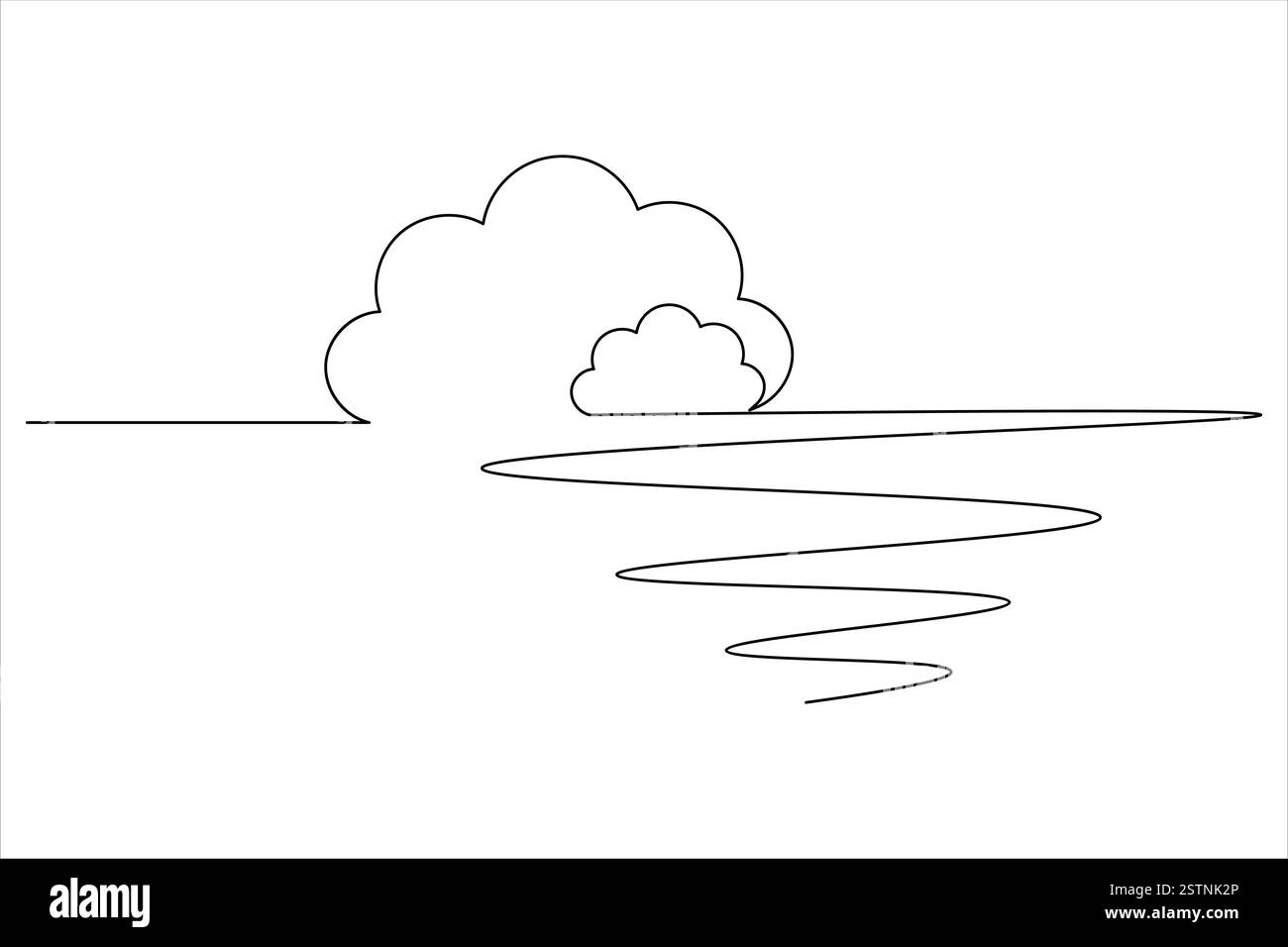 Cloud one line drawing and isolated continuous outline vector illustration Stock Vector Image ...