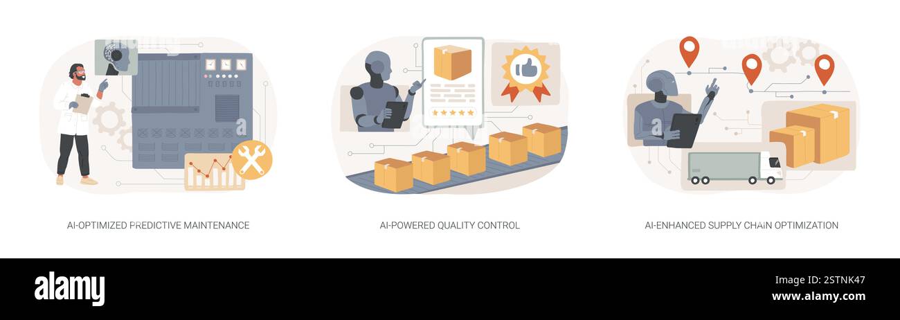Ai In Manufacturing Abstract Concept Vector Illustrations Stock Vector