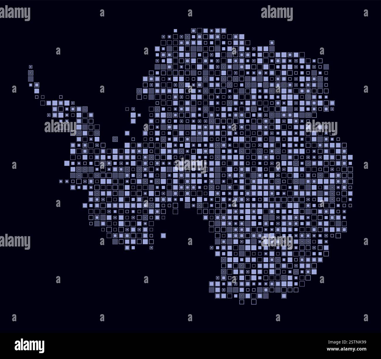 Antarctica, shape of the country built of colored cells. Digital style ...