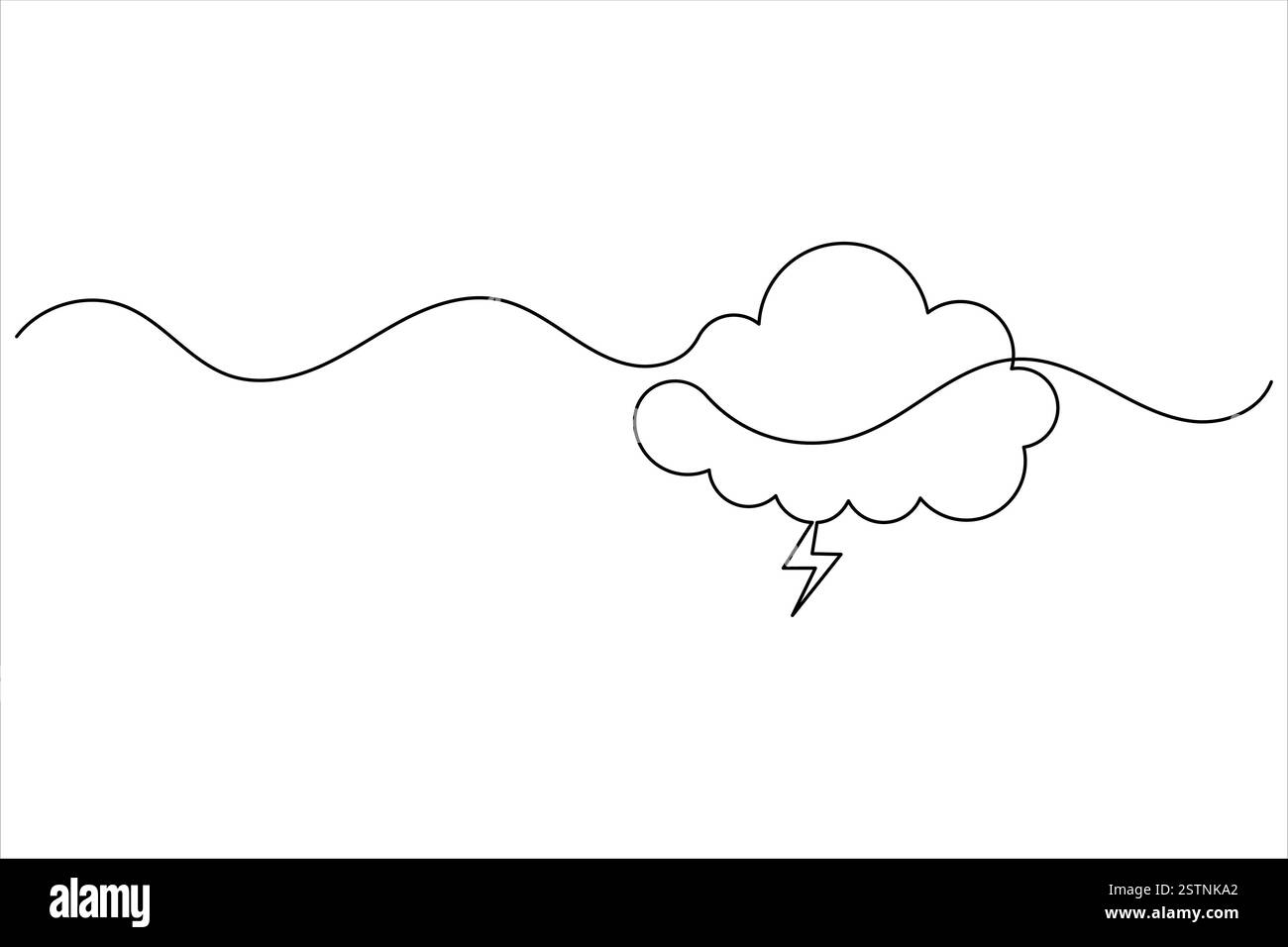 Cloud one line drawing and isolated continuous outline vector ...
