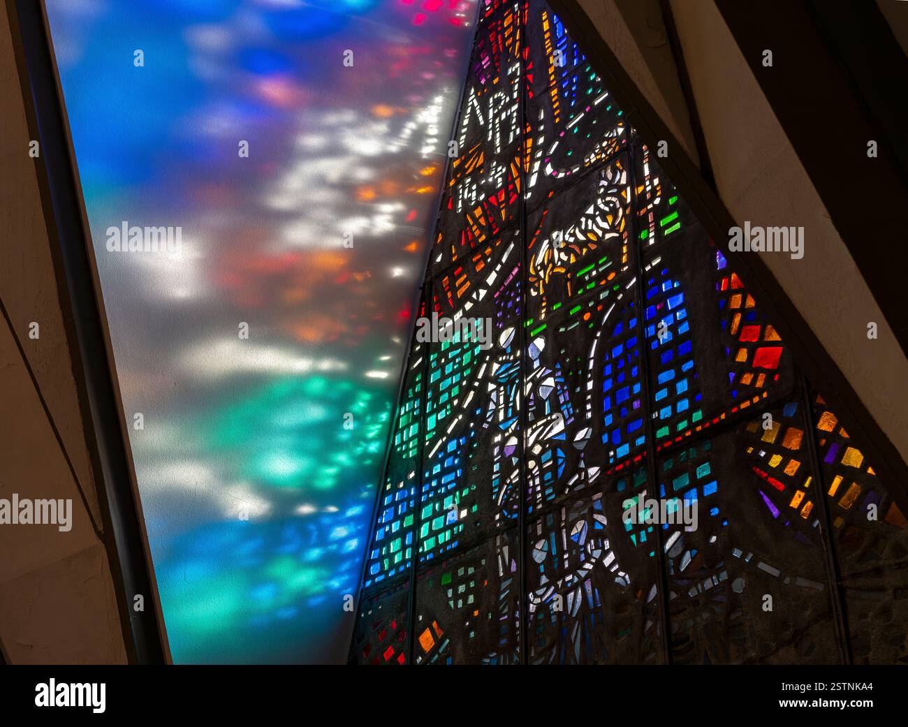 Stained glass windows in Parish of the Blessed Sacrament, a mid-century ...