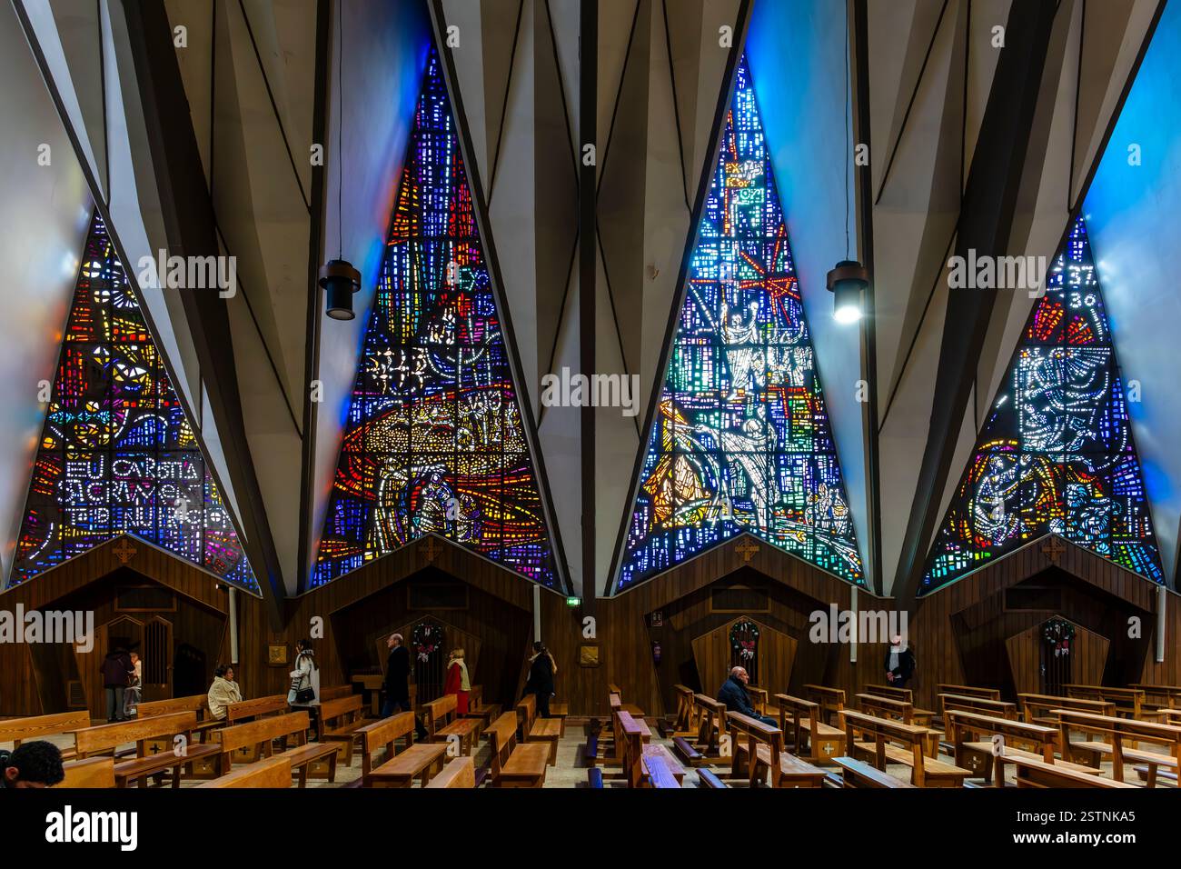 Stained glass windows in Parish of the Blessed Sacrament, a mid-century ...