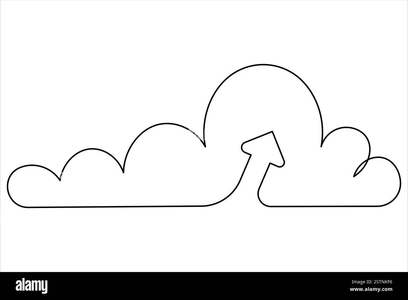 Cloud one line drawing and isolated continuous outline vector ...