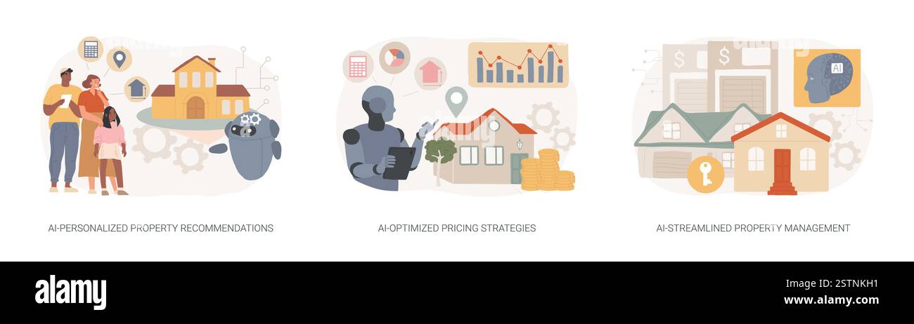 AI in Real Estate abstract concept vector illustrations Stock Vector ...