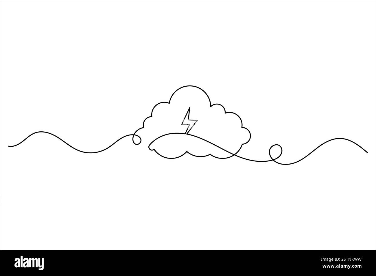 Cloud one line drawing and isolated continuous outline vector ...
