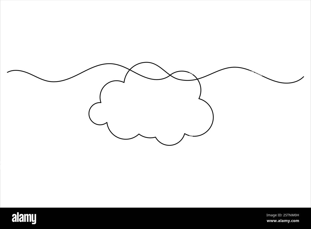 Cloud one line drawing and isolated continuous outline vector ...