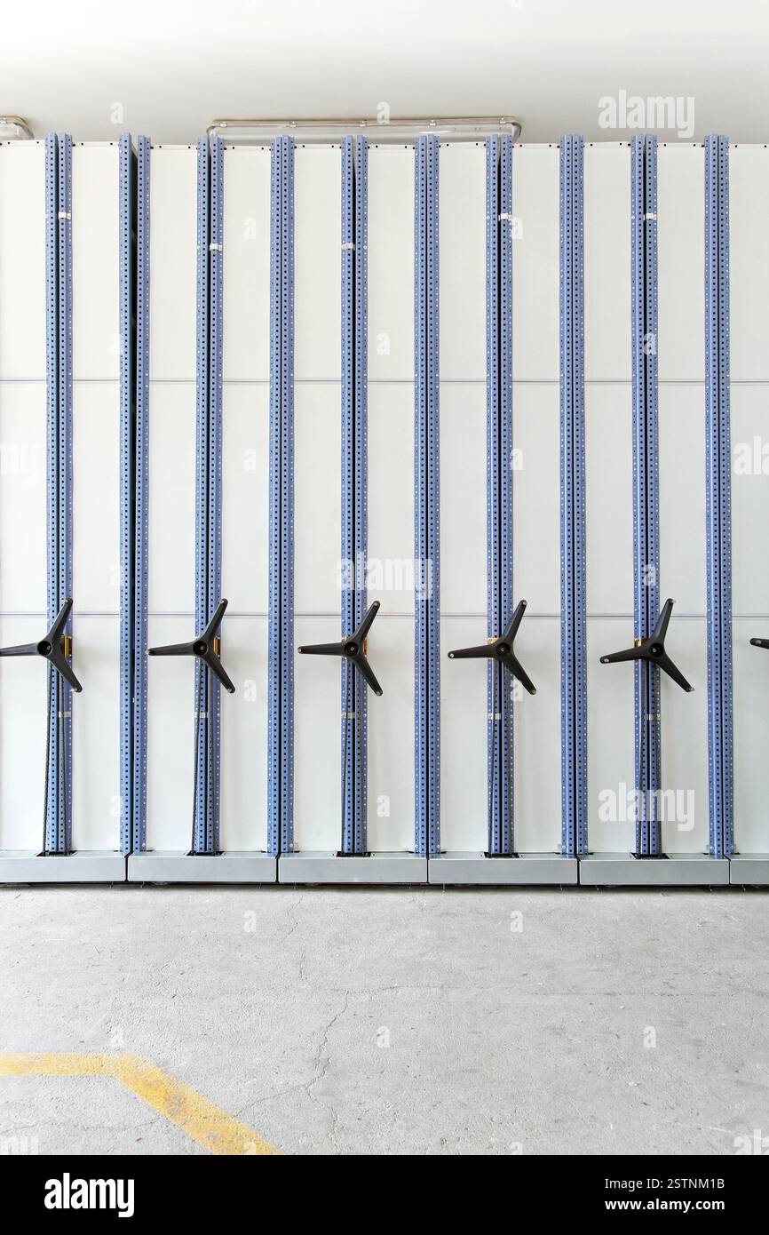 Mobile Aisle Shelving Roller Racking System Archive Storage Stock Photo ...