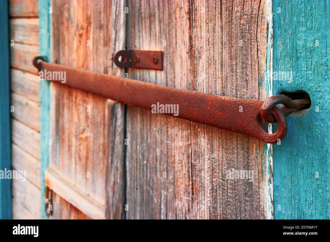 Old window with shutters and rusty iron beam Stock Photo - Alamy