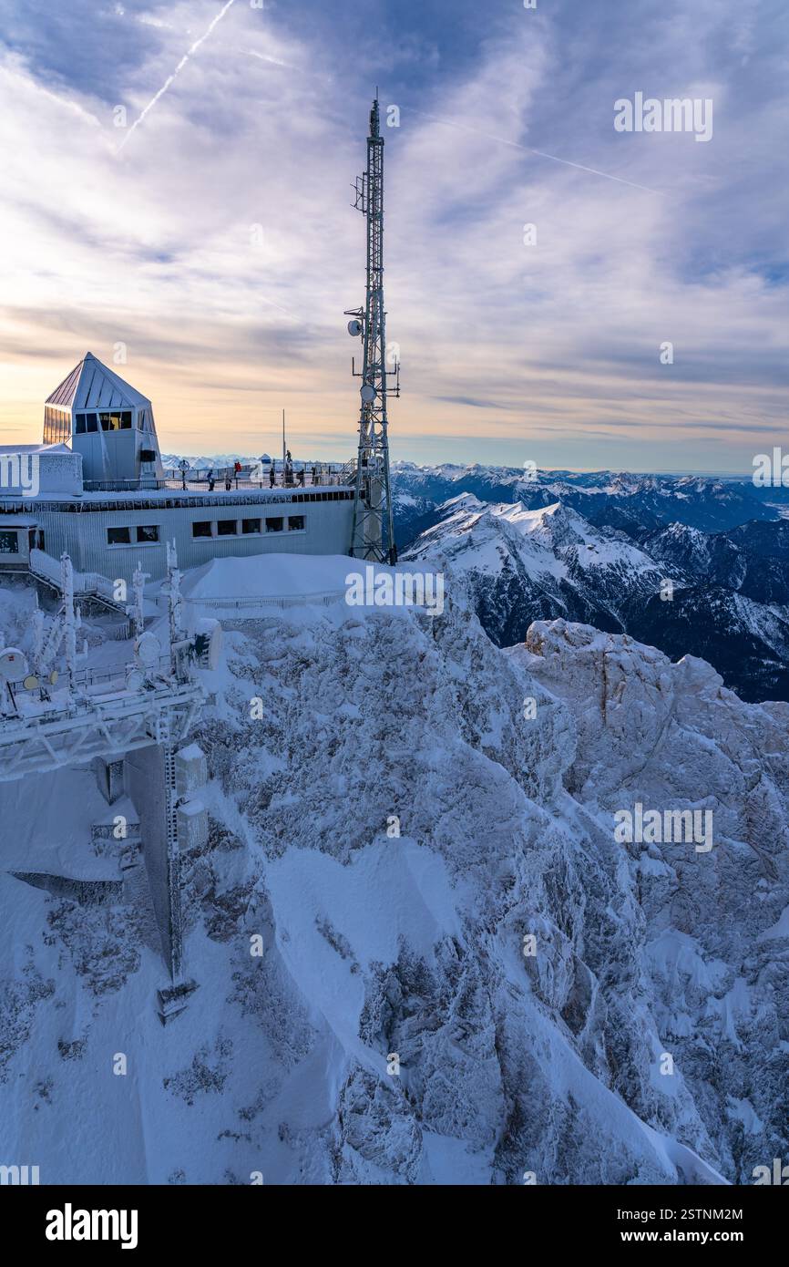Stunning view of the Zugspitze with the observation platform and ...