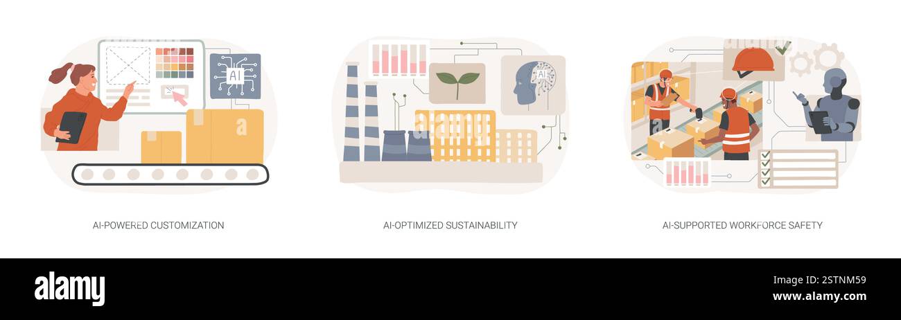 AI-Supported Manufacturing processes abstract concept vector ...