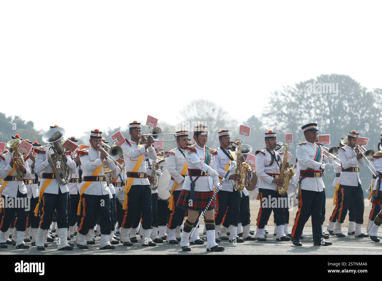 Kathmandu, Nepal. 19th Feb, 2025. Members of the Nepali Army music band ...