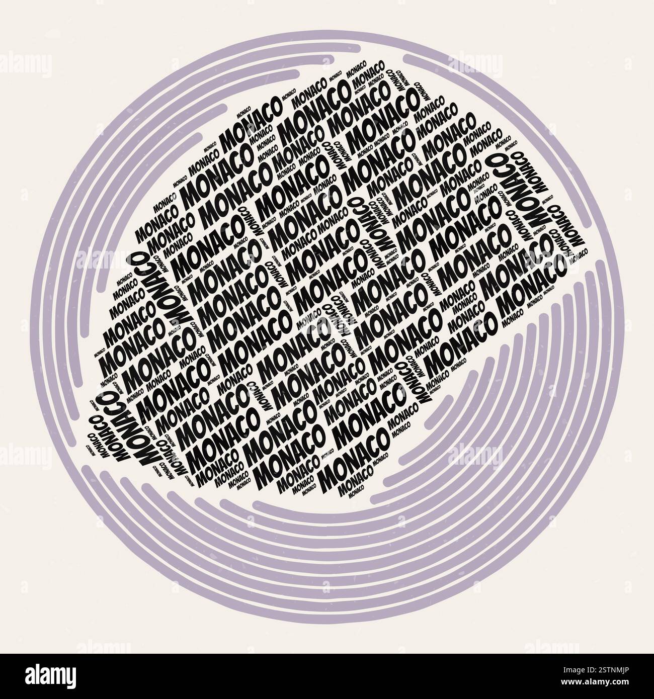 Monaco round poster. Typography style image of country. Regions word ...