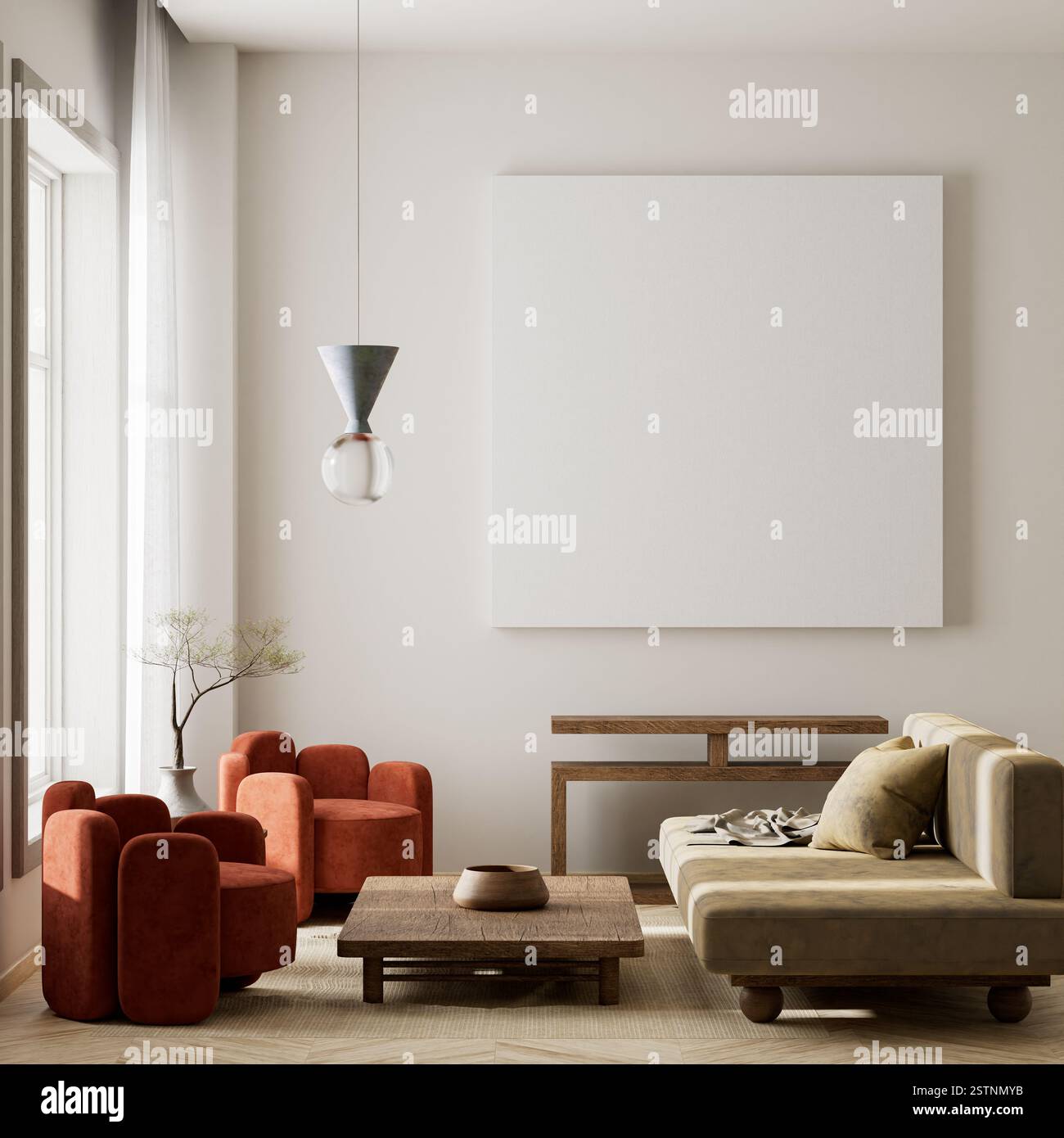 Mock up poster in living room hi-res stock photography and images - Alamy