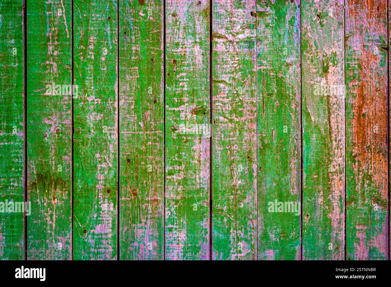 Weathered planks painted in green color Stock Photo - Alamy