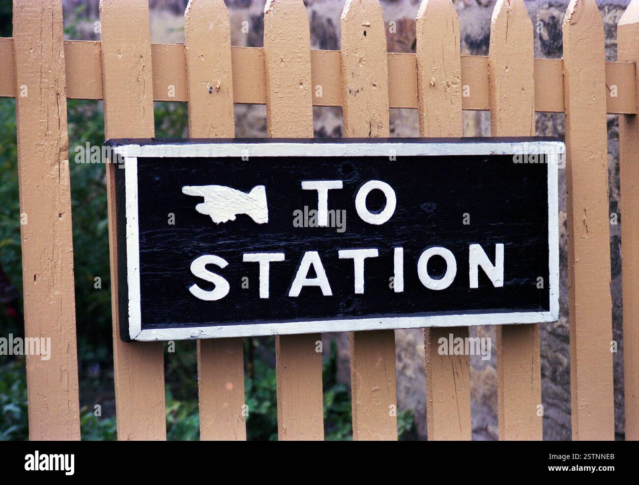 An Old "to the station" finger pointing sign, on the Worth Valley ...