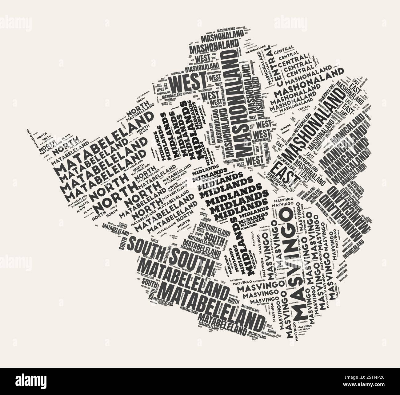 Zimbabwe Word Cloud. Country with regions division. Zimbabwe ...