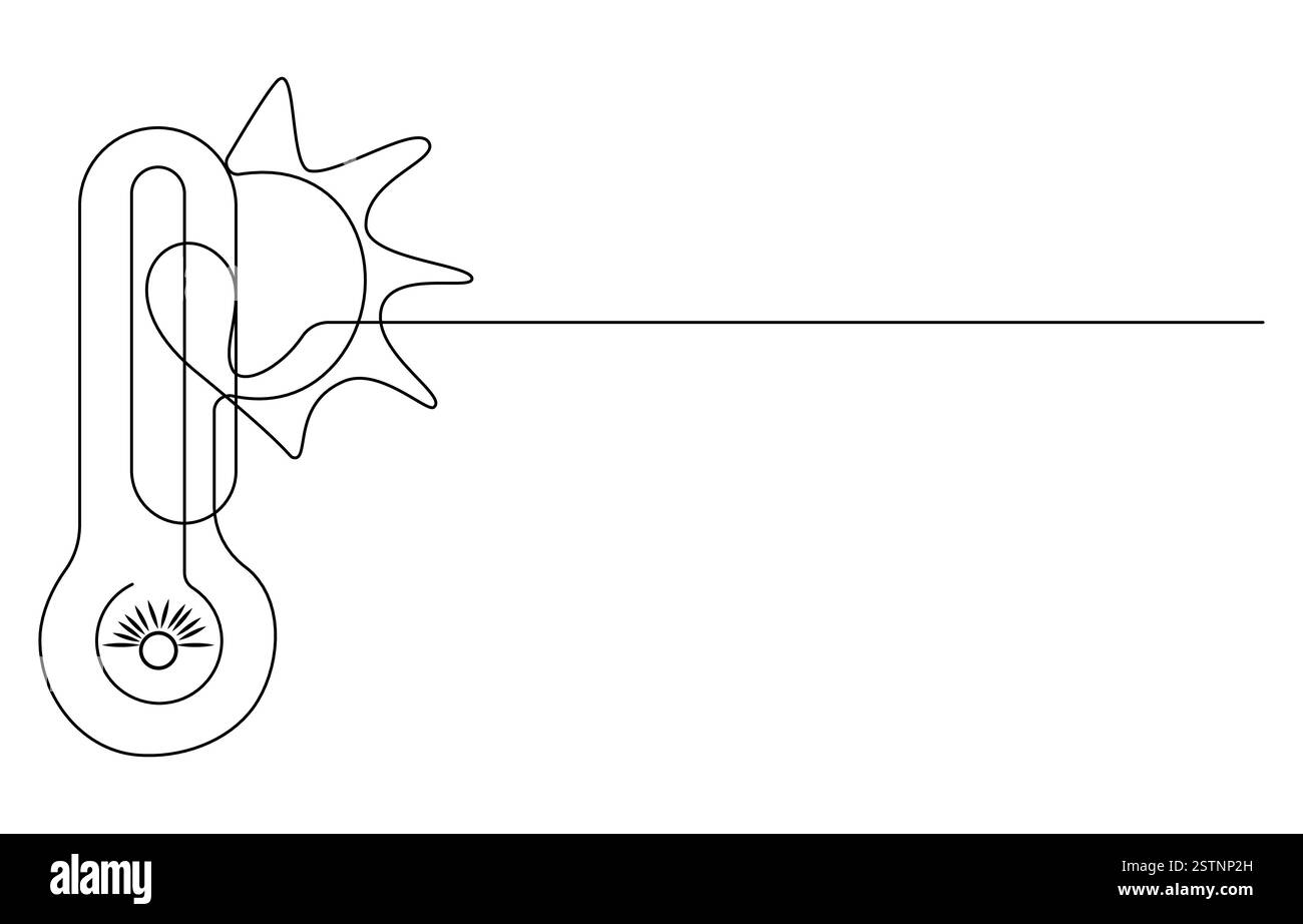 Continuous one line Thermometer showing high temperature Stock Vector ...