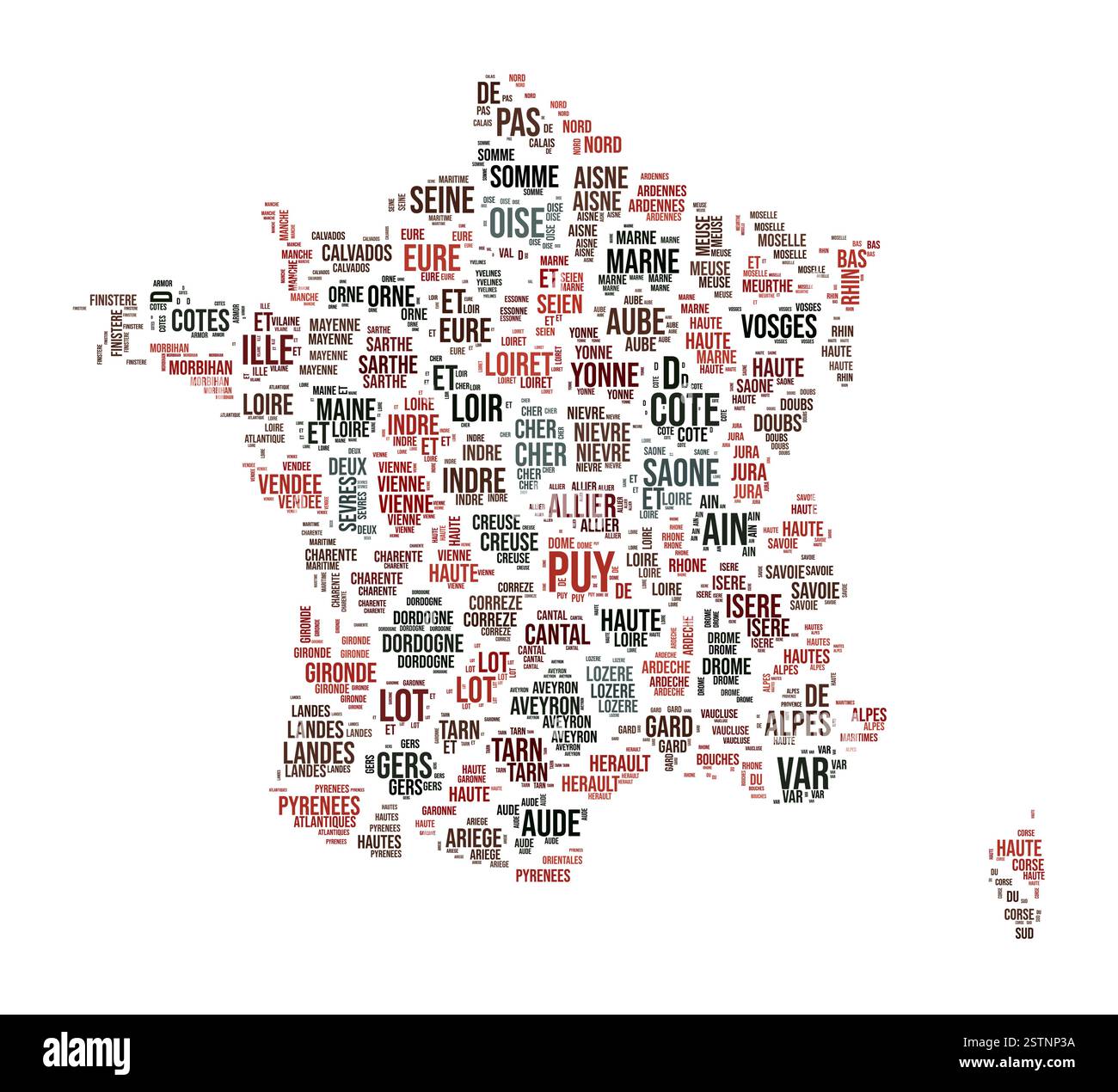 France Word Cloud. Country shape with region division. France ...