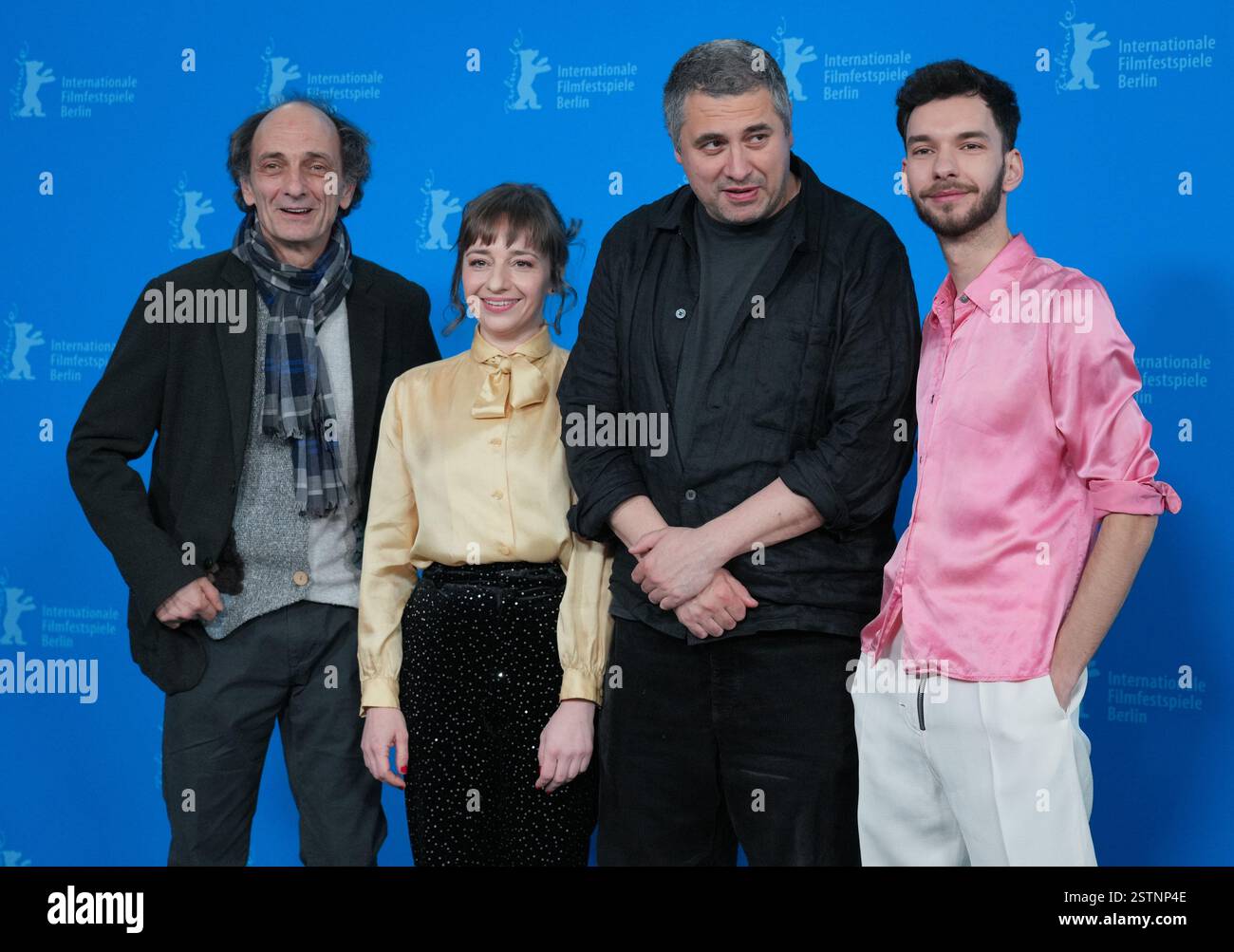 Berlin, Germany. 19th Feb, 2025. Actor Gabriel Spahiu (l-r), actress ...