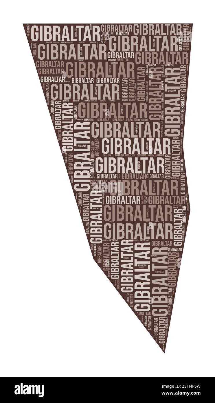 Gibraltar shape. Country word cloud with region division. Gibraltar ...
