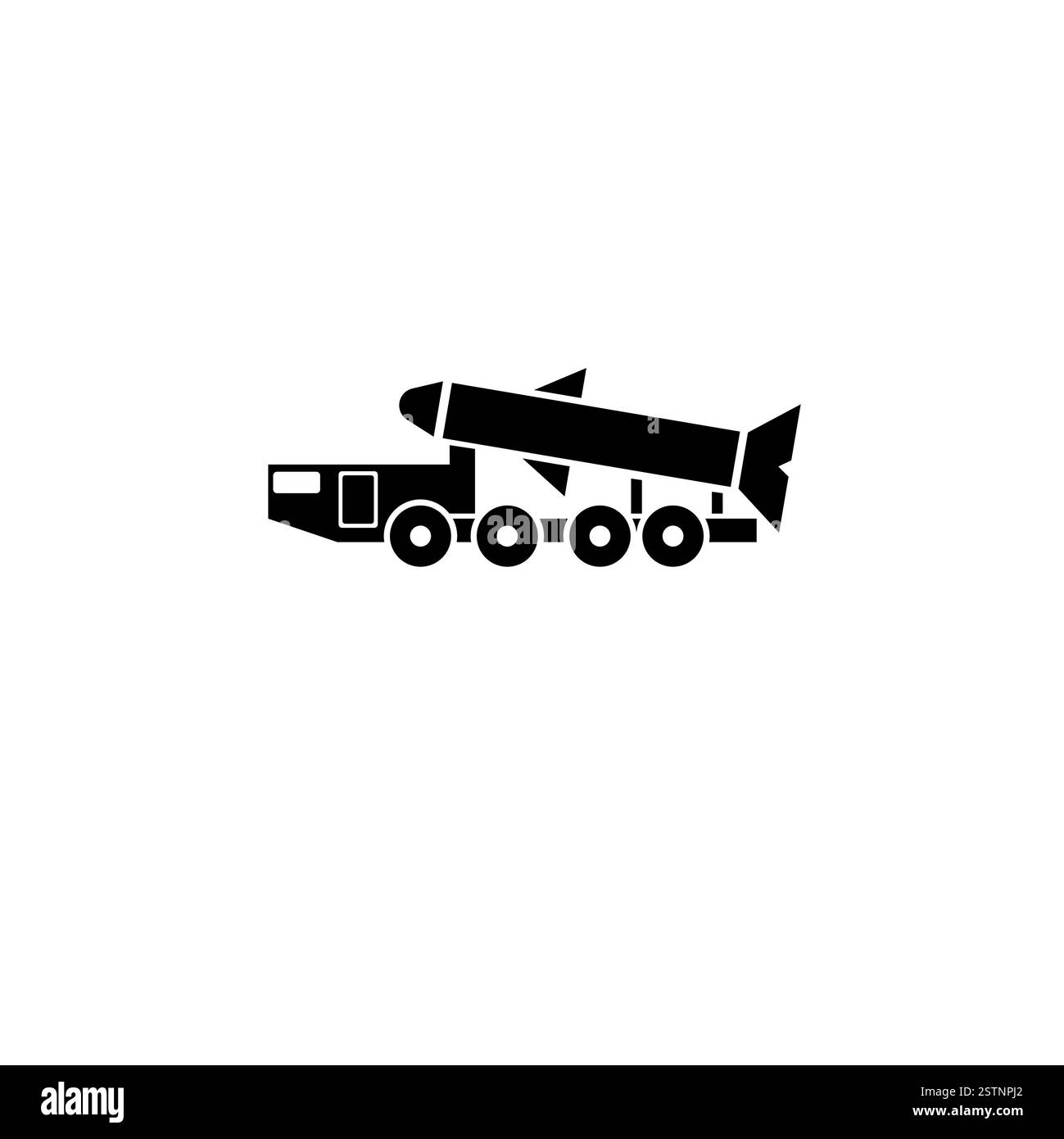 Ballistic Missile, Rocket Launcher Truck Solid Flat Vector Icon ...