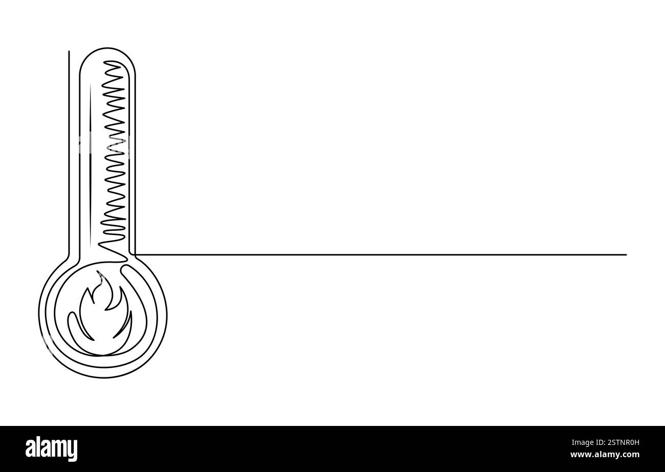 Continuous one line Thermometer showing high temperature Stock Vector ...