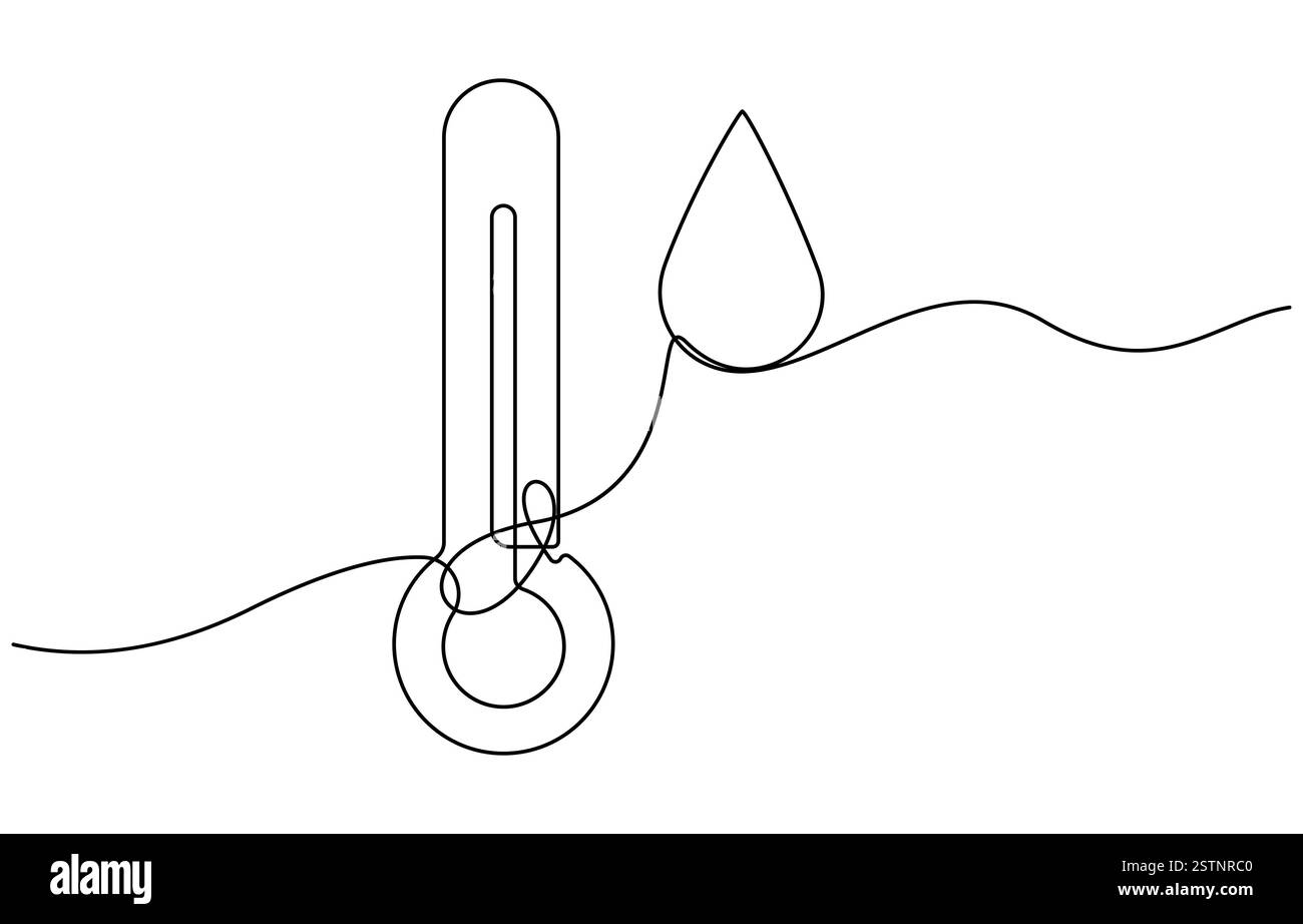 Continuous one line Thermometer showing high temperature Stock Vector ...