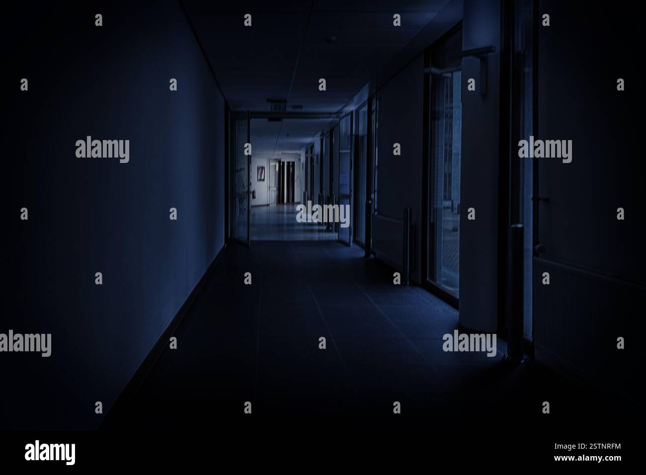 Dark empty corridor in hospital at night Stock Photo - Alamy