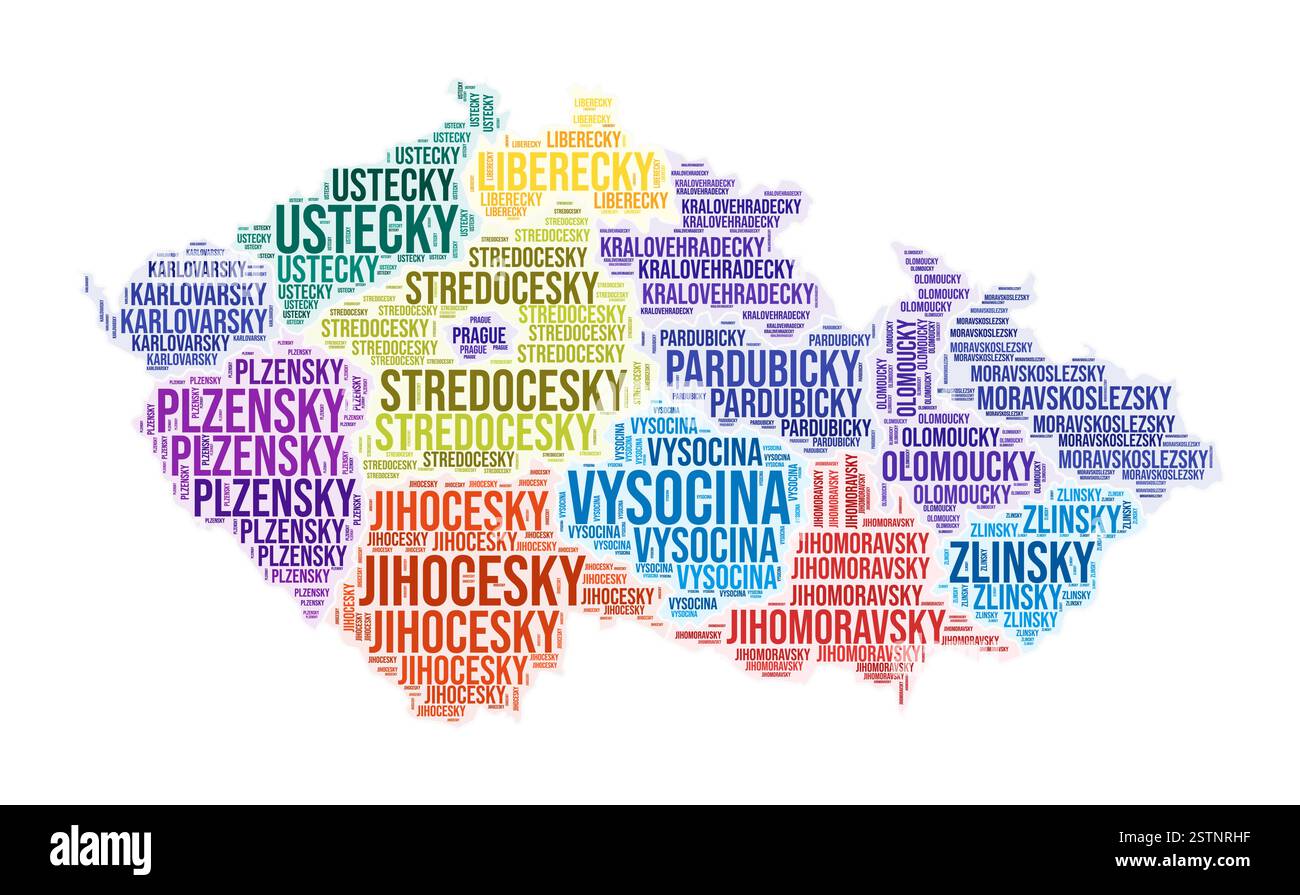 Czechia region word cloud. Country shape design. Czechia colored ...