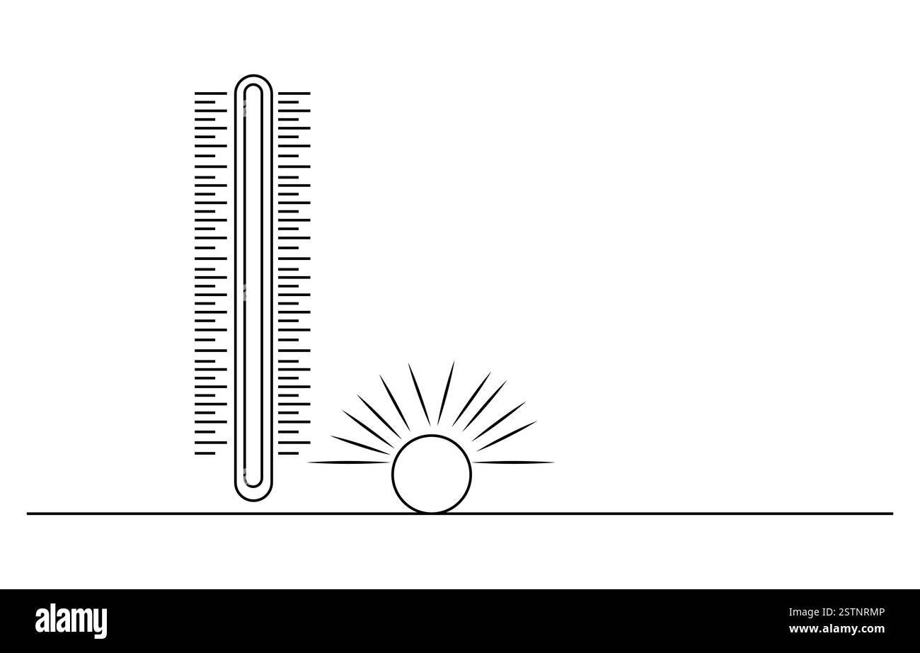 Continuous one line Thermometer showing high temperature Stock Vector ...