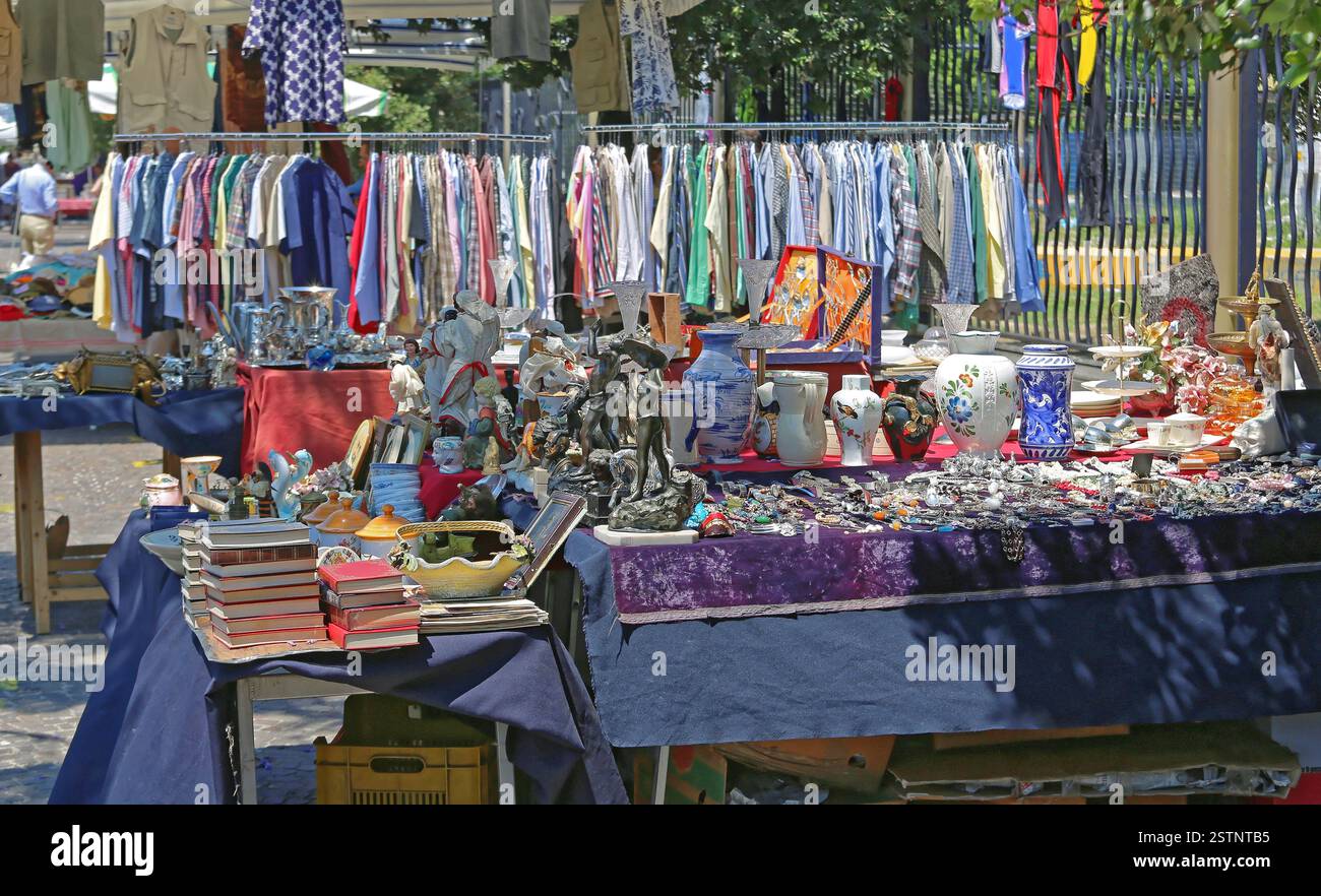 Sunday antique market at promenade lungomare in naples italy hi-res ...