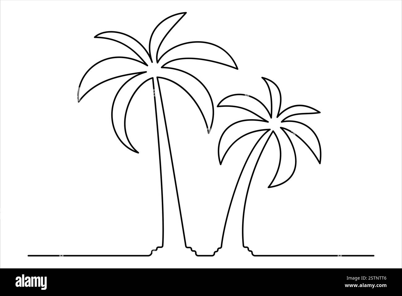 Continuous one line palm tree drawing Isolated on white background ...